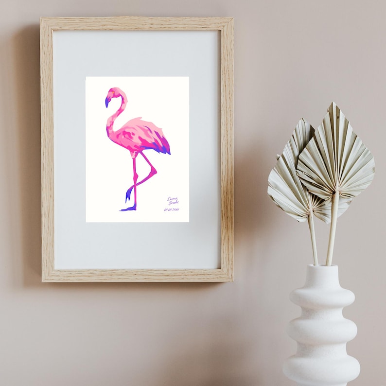 Pink Flamingo Watercolor Art Print, Tropical Painterly Bird Poster ...