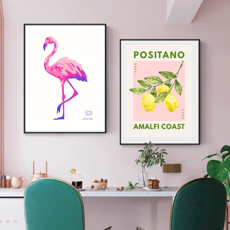 Pink Flamingo Watercolor Art Print, Tropical Painterly Bird Poster ...
