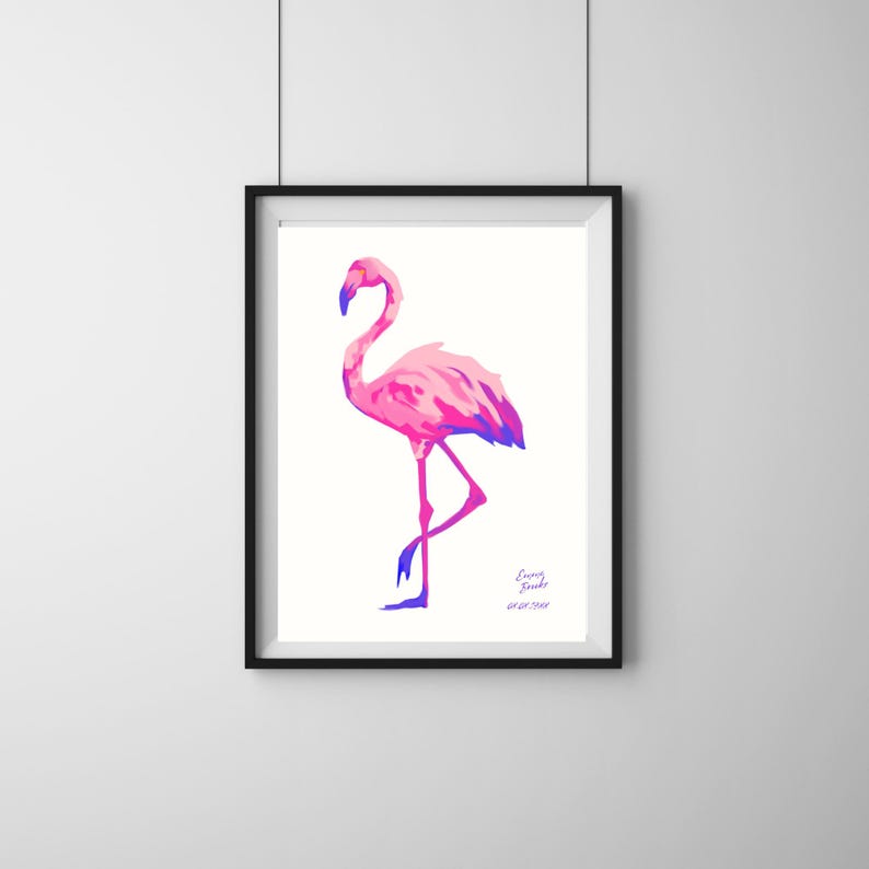 Pink Flamingo Watercolor Art Print, Tropical Painterly Bird Poster ...