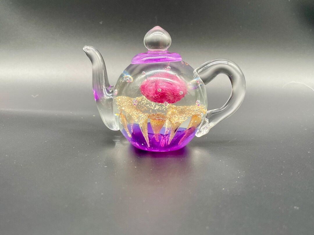 Vintage Glass Teapot Paperweight - Etsy