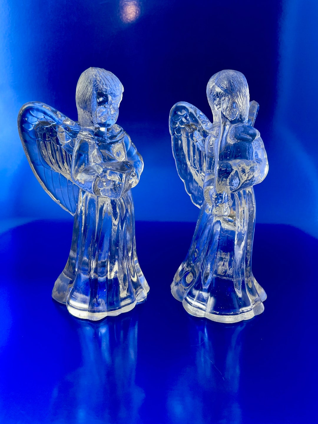 Vintage Pair Clear Glass Angel Candle Holders - Etsy