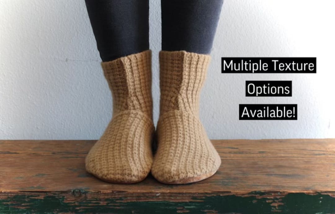 Women's Wool Slippers, Felted Wool Slippers, Women's Leather Sole ...