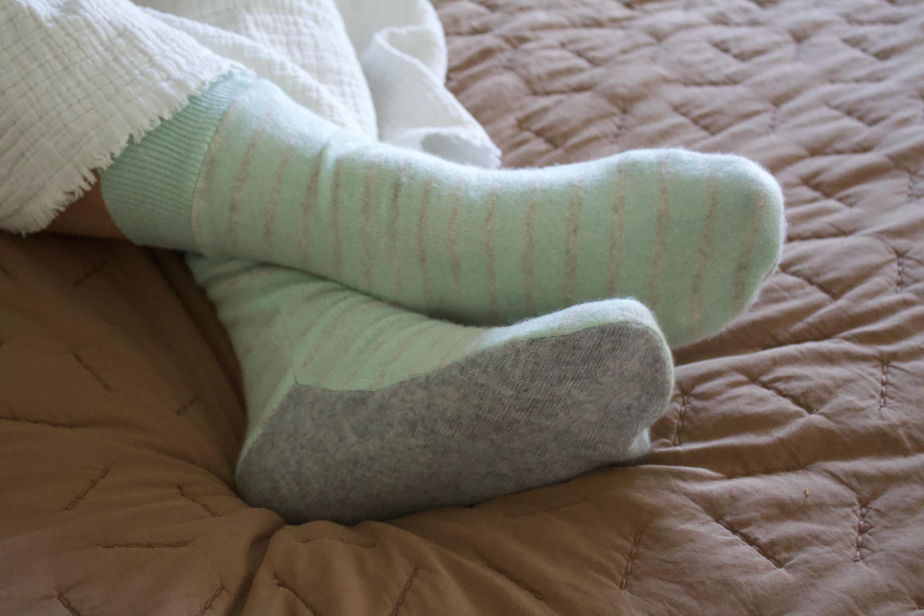 Upcycled Cashmere Sleep Socks: Handmade Women's Bed Socks, Sleep Socks ...