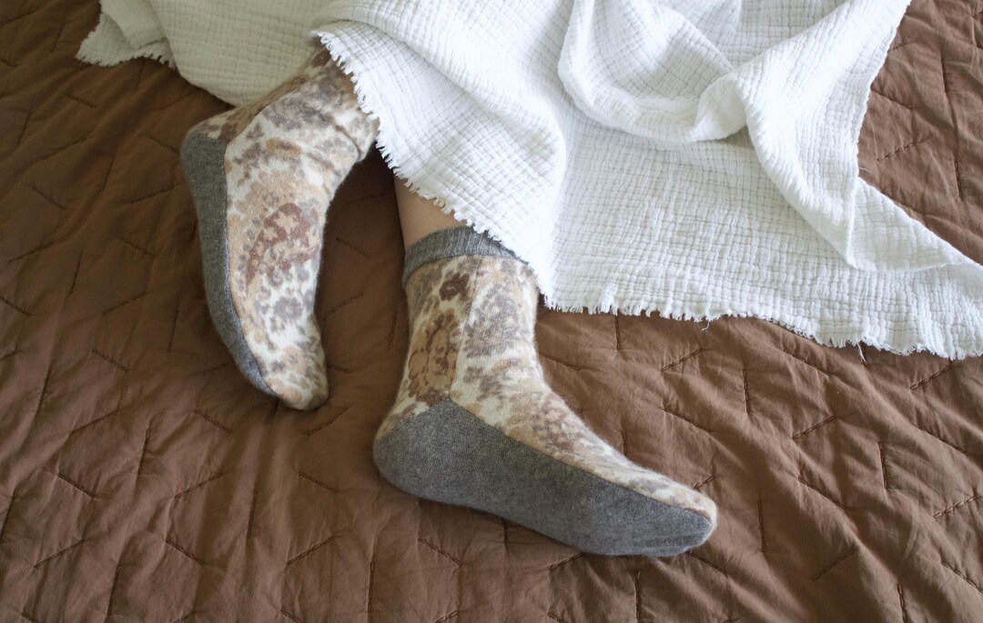 Upcycled Cashmere Sleep Socks: Handmade Women's Bed Socks, Sleep Socks ...
