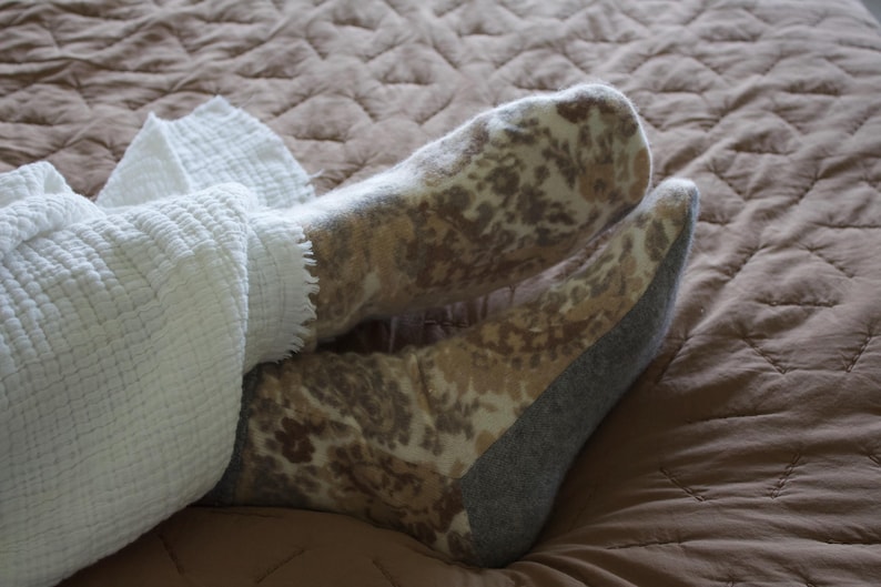 Upcycled Cashmere Sleep Socks: Handmade Women's Bed Socks, Sleep Socks ...