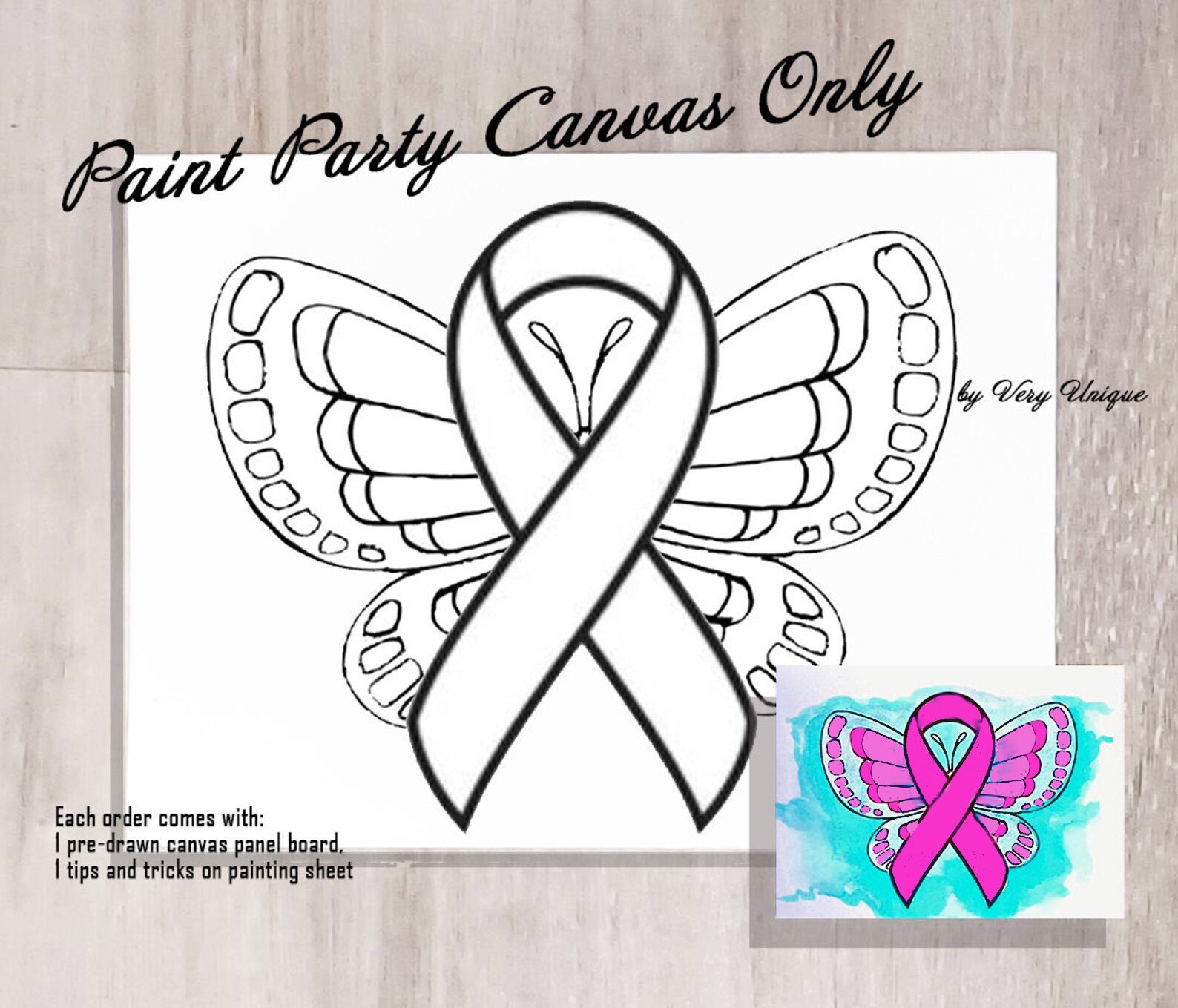 DIY Paint Party Breast Cancer Awareness Pink Canvas Panel ONLY Paint diy-paint-party-breast-cancer-awareness-pink-canvas-panel-only-paint