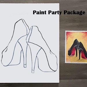 Red Bottom Shoes Paint Party PACKAGE Canvas, Sip and Paint, Pre-made ...