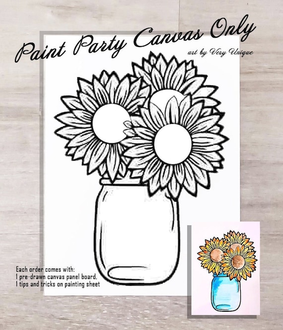 DIY Paint Party Daisy Mason Jar Canvas Panel ONLY Wine Sip | Etsy