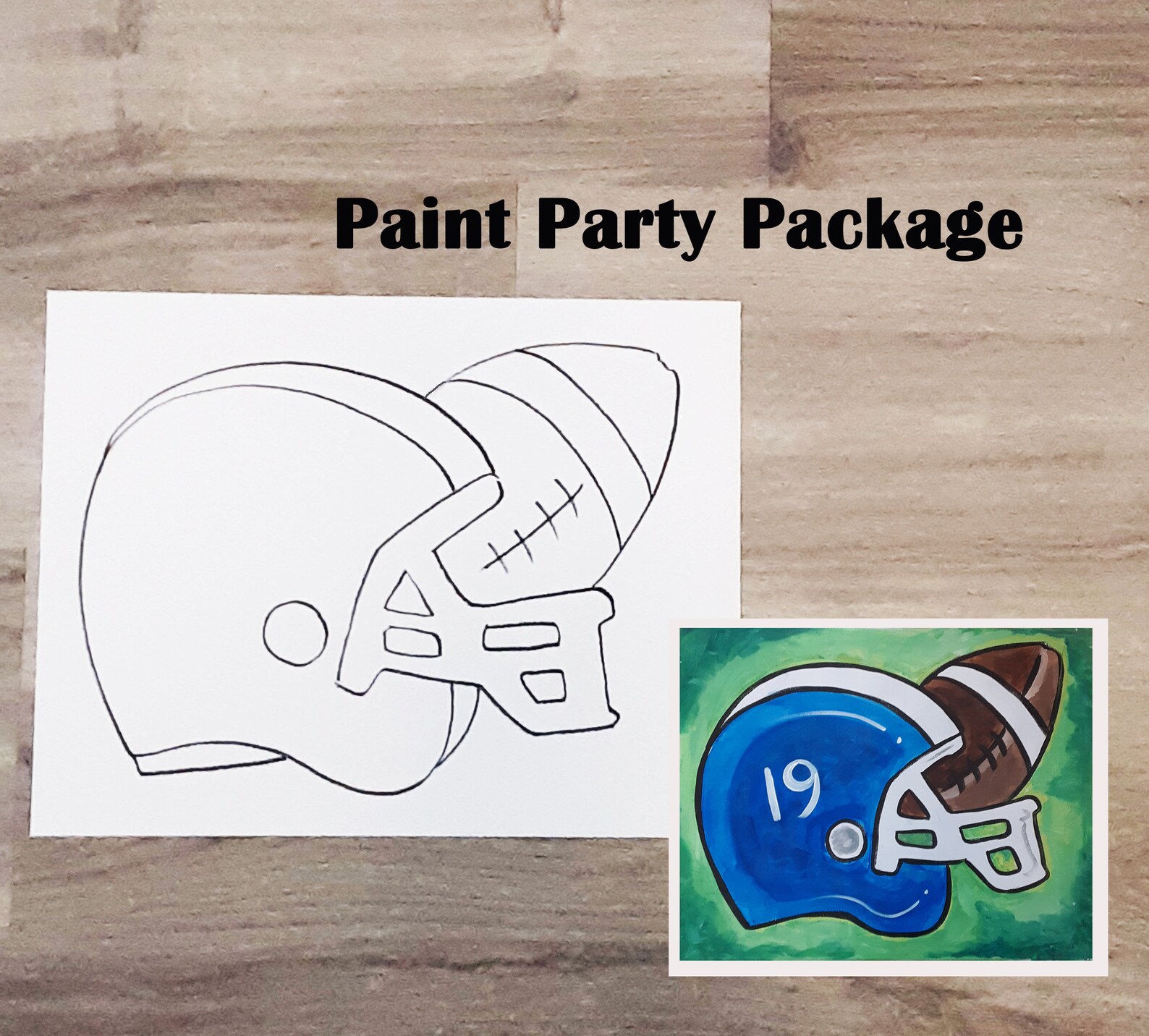 Football and Helmet Paint Party PACKAGE, W/ VIDEO TUTORIAL, Sip and ...