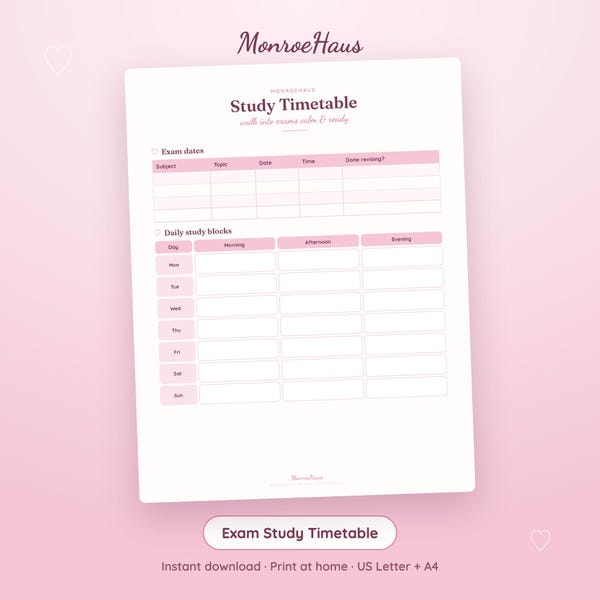 Aesthetic Study Timetable - Etsy