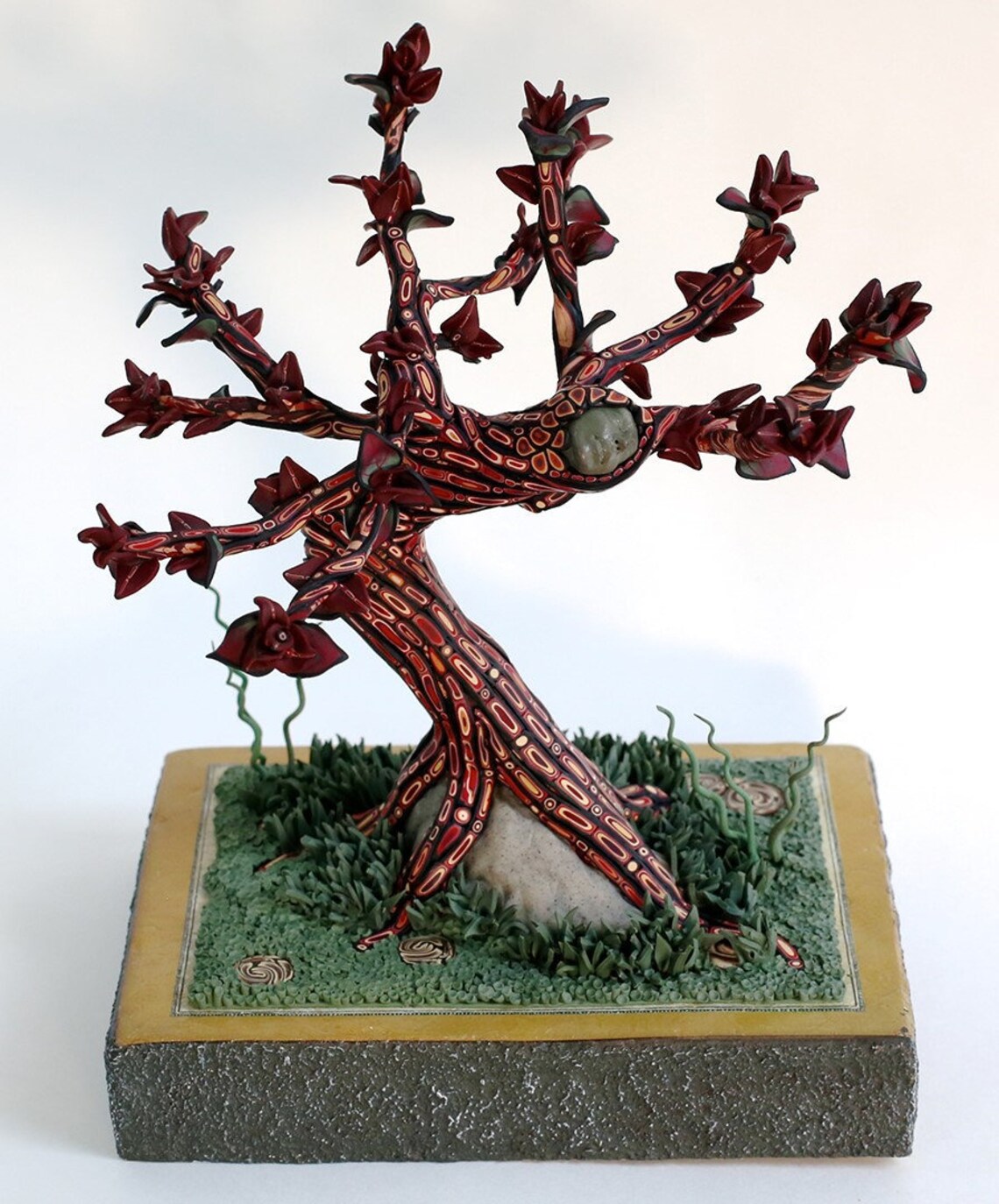 Red Dryad, Polymer Clay Miniature Tree, Bonsai - Etsy