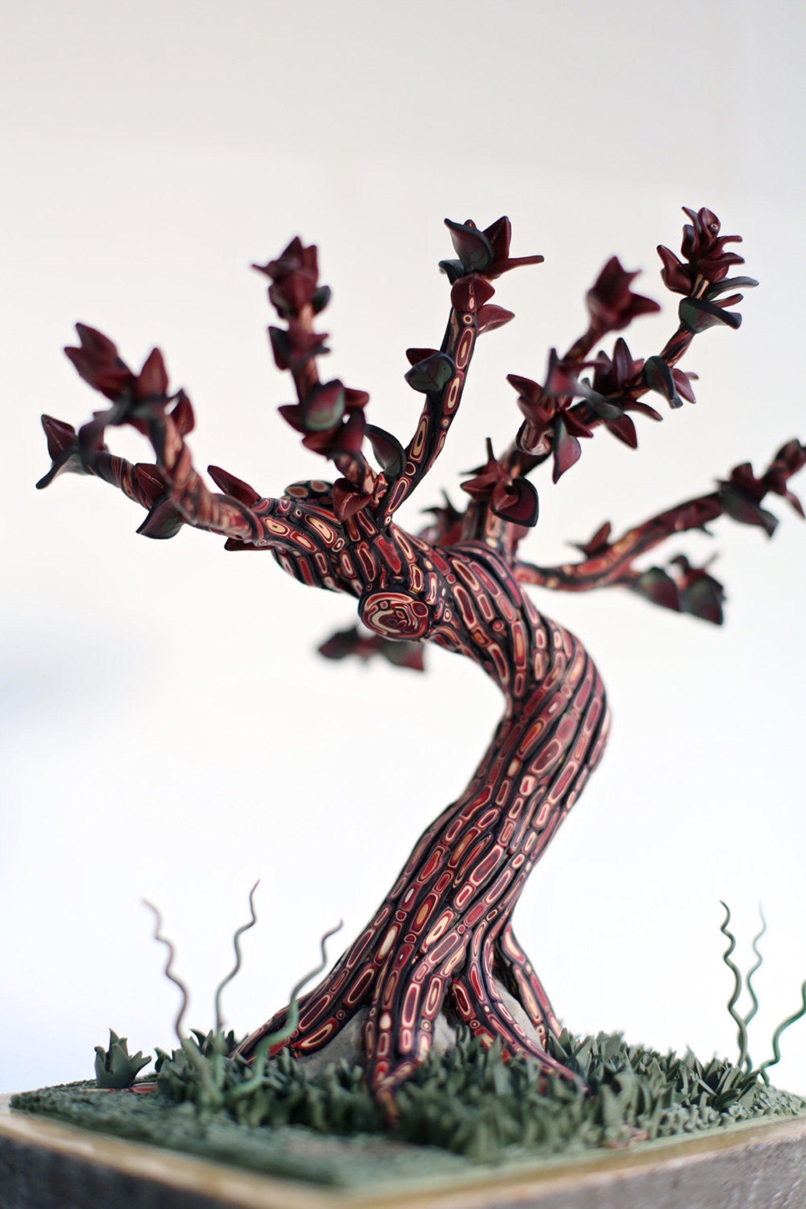 Red Dryad, Polymer Clay Miniature Tree, Bonsai - Etsy