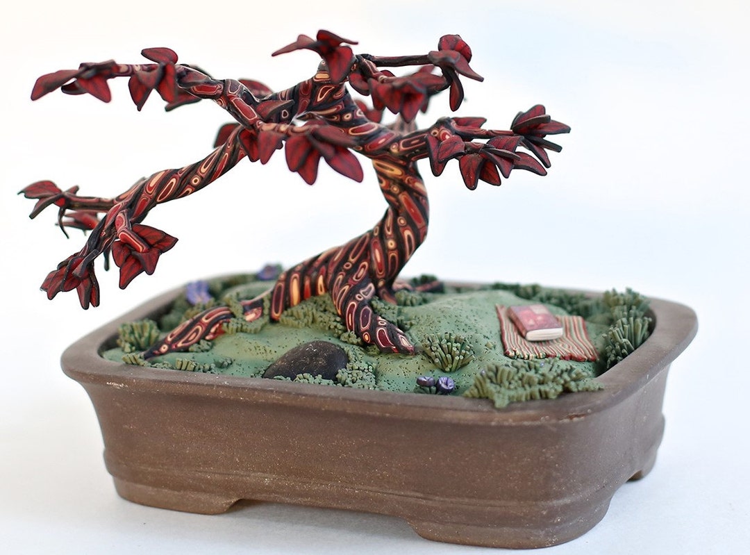 Miniature Polymer Clay Tree With a Book - Etsy
