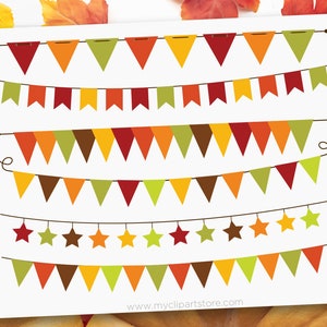 Autumn Bunting, Fall Bunting Clipart, Thanksgiving Bunting, Banner ...