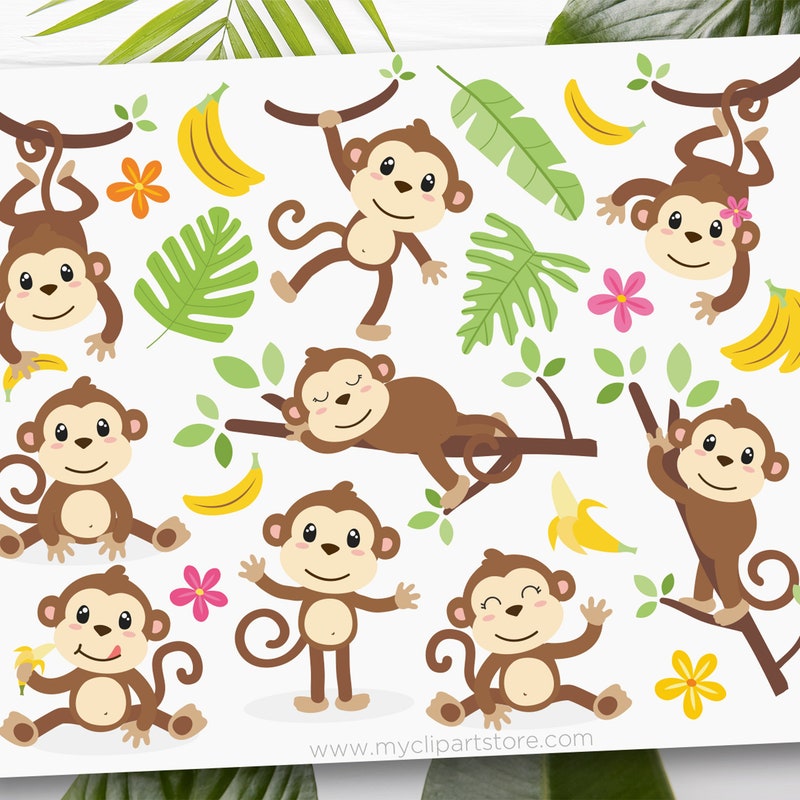 Monkey Clip Art - Etsy