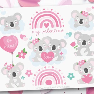 Valentine Koala Bears Clipart, Koala Svg, Valentine's Day, Cute Bear ...