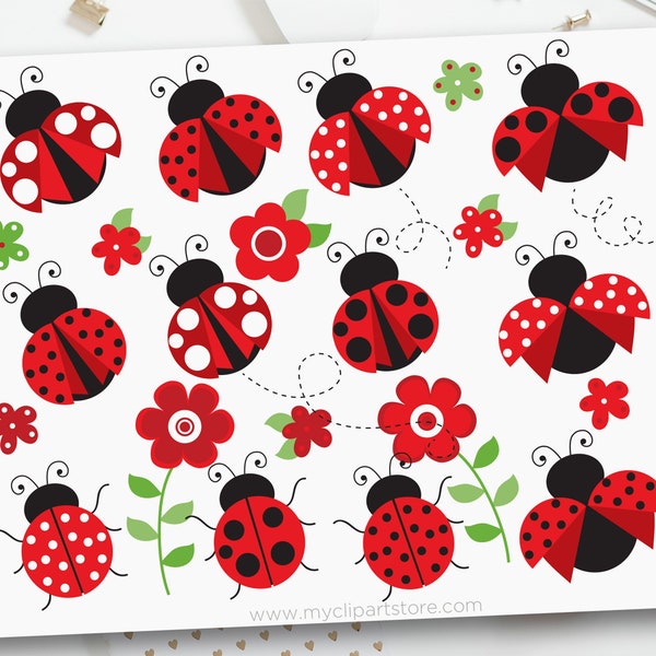 Ladybugs Clipart - Etsy