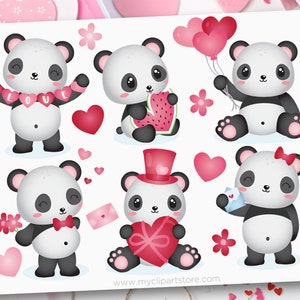 Valentine Clipart, Cute Panda Svg, Valentine's Day Bear Clip Art ...