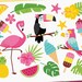 Tropical Summer Clipart, Flamingo Clip Art, Toucan Svg, Tropical Plants ...