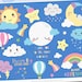 Sun, Moon and Stars Clipart, Clouds, Weather, Kawaii, Cute Space , Baby ...