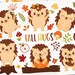 Cute Hedgehog Svg, Fall Animals Clipart, Autumn Clipart, Woodland ...