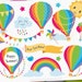 Hot Air Balloons Clipart, up and Away, Rainbow Svg, Birthday Clipart ...