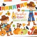 Fall Scarecrow Clipart, Autumn Animals, Harvest, Pumpkins, Wooden ...