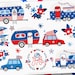 4th of July Camper Van Clipart, USA Independence Day, Camping Clip Art ...