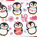 Valentine Animals Clipart, Cute Penguins, Valentine's Day Stickers ...