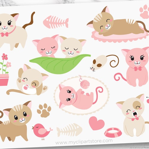 Cat Clipart Kitten Clipart Cute Cats Clip Art Kitty | Etsy