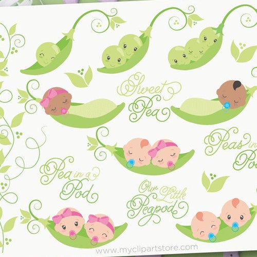 Peas in A Pod Clipart Baby Shower Clipart Twins Svg | Etsy