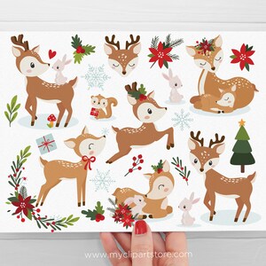 Christmas Reindeer Clipart, Cute Deer Svg, Winter Animals Clipart ...