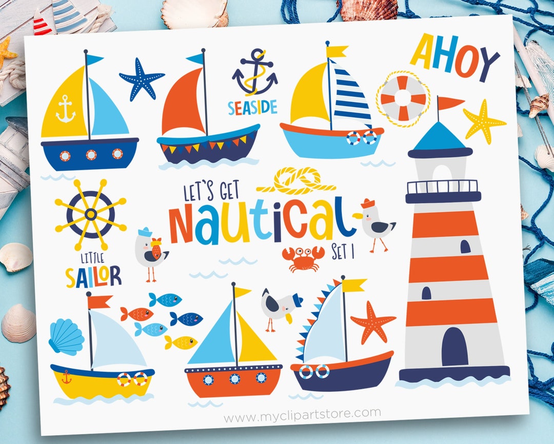 Cute Nautical Clipart, Sailing, Little Sailor, Babyshower, Sailboat Svg ...