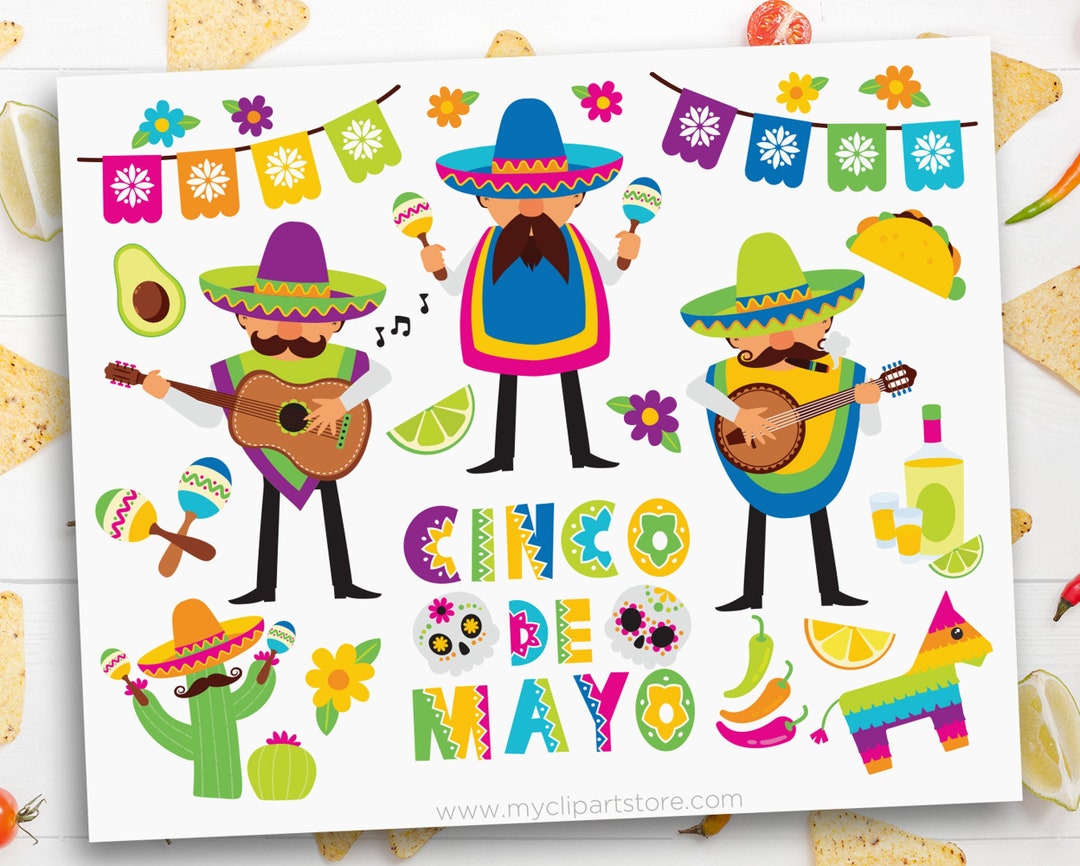 Cinco De Mayo Clipart, Mariachi Band, Mexico, Maracas, Sombrero ...
