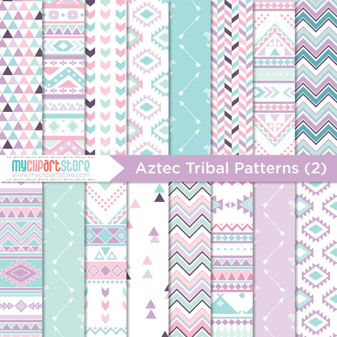 Digital Paper - Tribal Girl, American Indian, Aztec, Navajo, Geometric ...