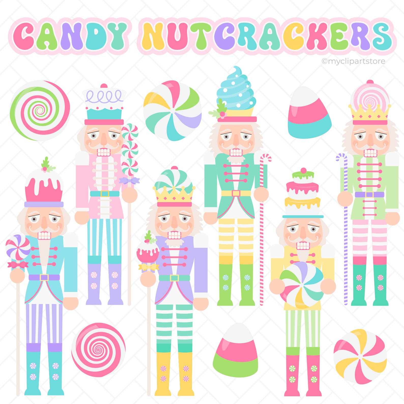 Candyland Nutcracker Clipart: Christmas Candy SVG, EPS, PNG (digital ...