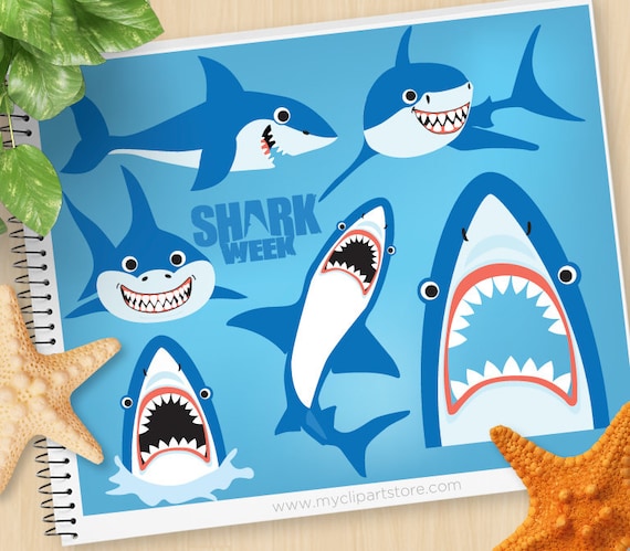 Shark Clipart, Under The Sea, party, diving, ocean life, deep sea ...