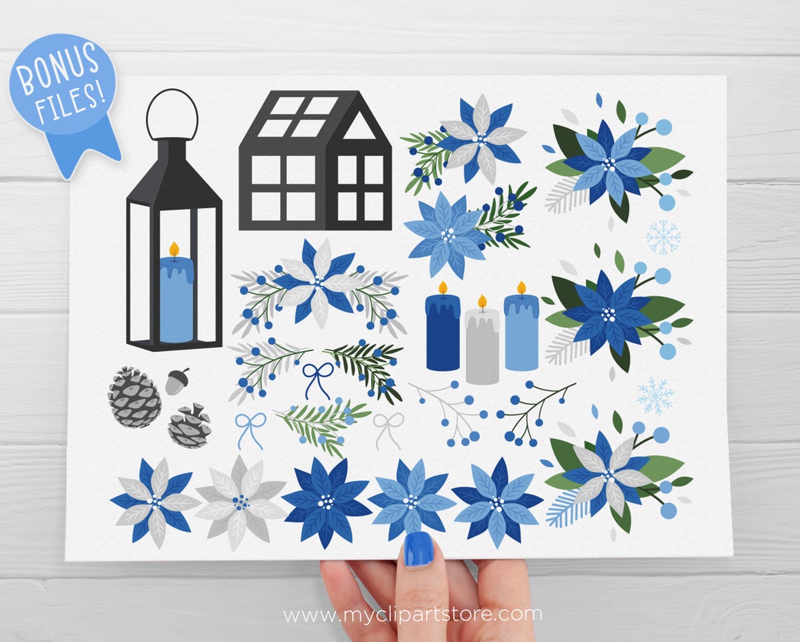 Christmas Farmhouse Clipart Blue Christmas Truck Svg Cozy | Etsy