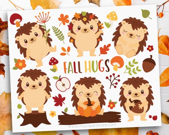 Cute Hedgehog svg, Fall Animals Clipart, Autumn Clipart, Woodland ...