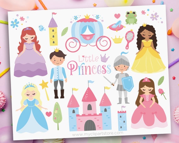 Cute Princess Clipart, Little Prince, Princess svg, Castle svg, Fairy ...