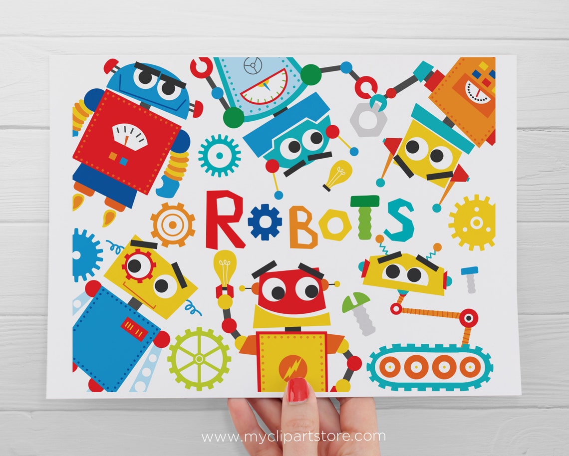 Cute Robots Clipart Robot Svg Robotics Clipart Stem - Etsy