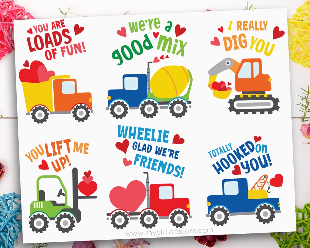 Valentine's Day Construction Clipart, Vehicles, Transportation, Digger ...