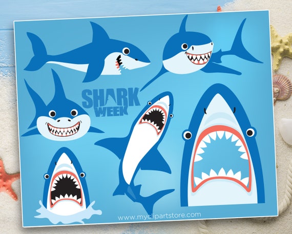 Shark Clipart, Under The Sea, Birthday party, diving, ocean life ...