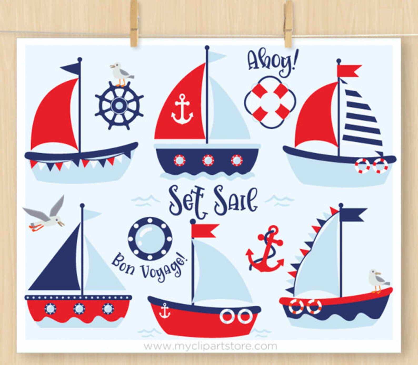 Nautical Clipart Bundle boy Sail Boat SVG Summer Clipart - Etsy