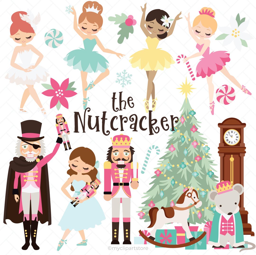 Nutcracker Ballet Clipart: Christmas Ballerinas, SVG, PNG, EPS (digital ...