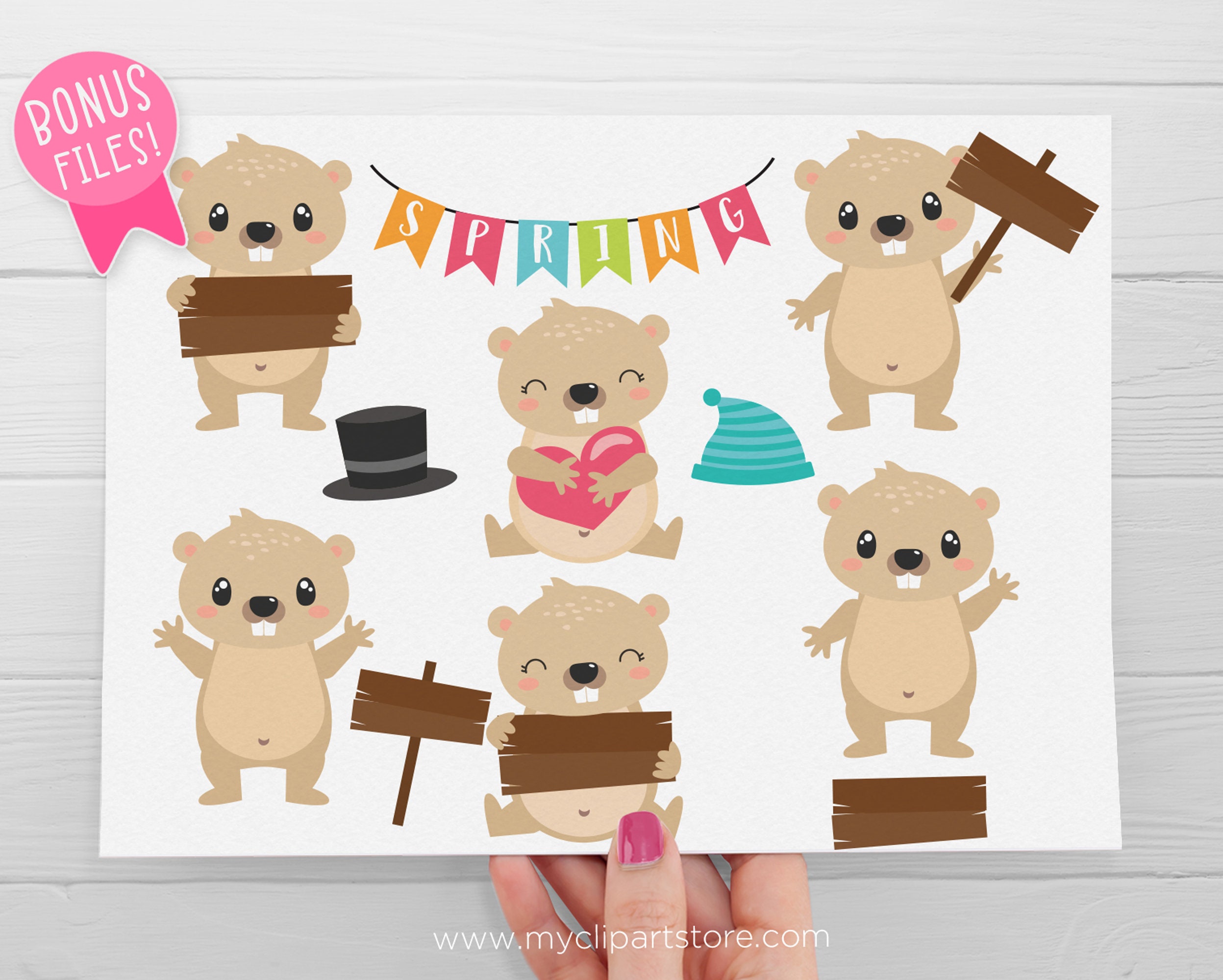 Groundhog Day Clipart Ground Hog Svg Cute Gopher Clip Art - Etsy