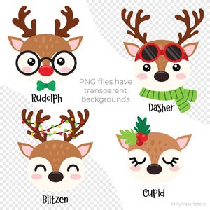 Cute Reindeer Clipart, Santa’s Reindeer Names, Christmas Ornament ...