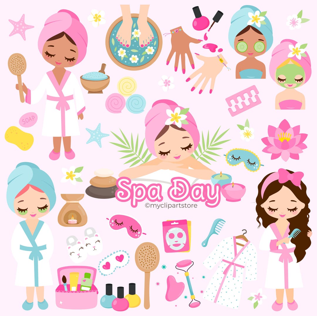 Spa Day Clipart, Cute Spa Girl, Self Care, Spa Birthday, Manicure ...