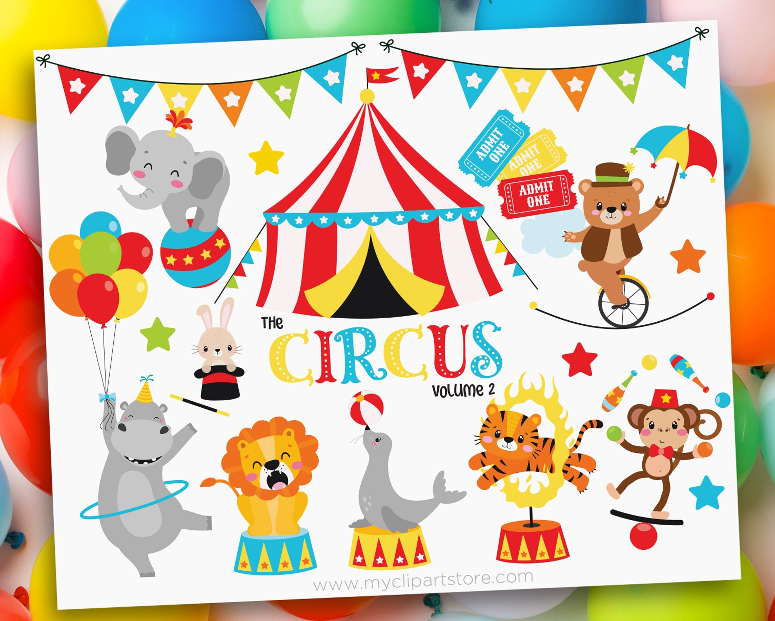 Vintage Circus Animals Clipart