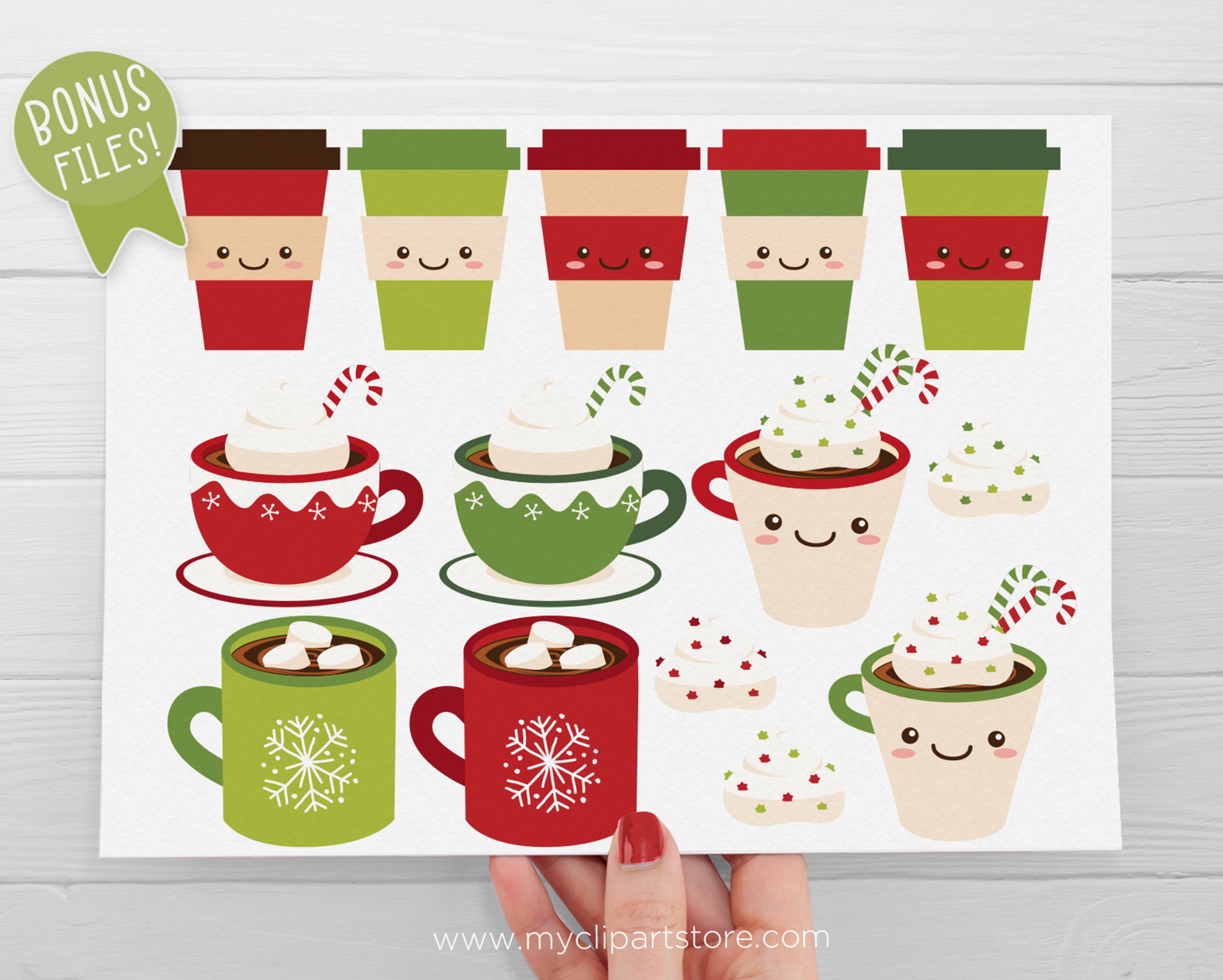 Christmas Clipart Winter Drinks Cup of Hot Cocoa Hot | Etsy